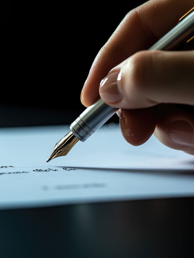 Person Signing Document Fountain Pen Stock Image - Image of ...
