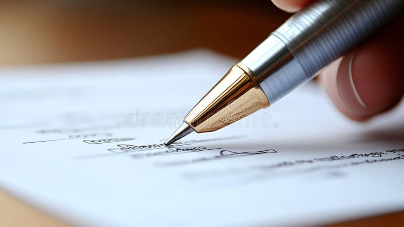 Person Signing Document with Silver Pen, Showcasing Close Up of Writing ...
