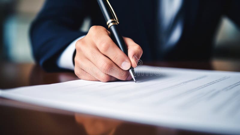 A Person Signing a Document with Their Hand and Pen, AI Stock ...