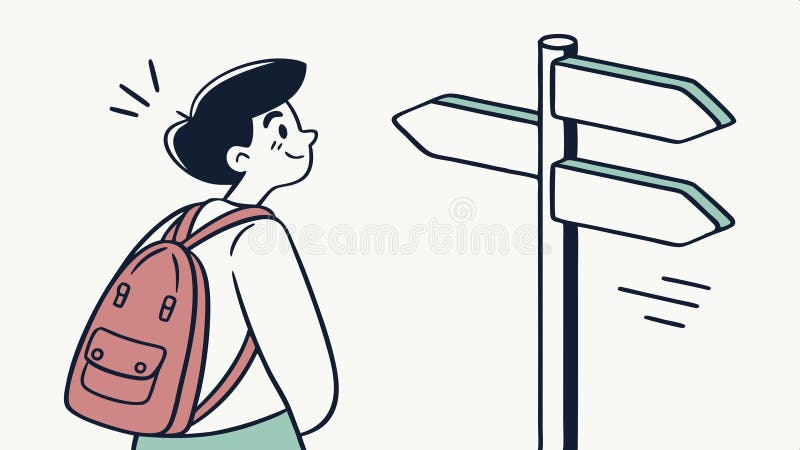 Person at a Signpost Deciding Direction, Choice and Future Vector ...