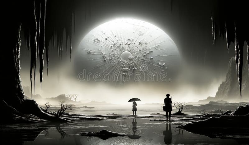 Person Silhouette with a Big Moon Behind. AI Generated Stock ...