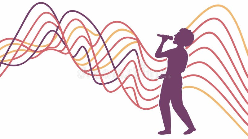 Person Singing with Abstract Waves, Vocal Music Performance, Vector ...