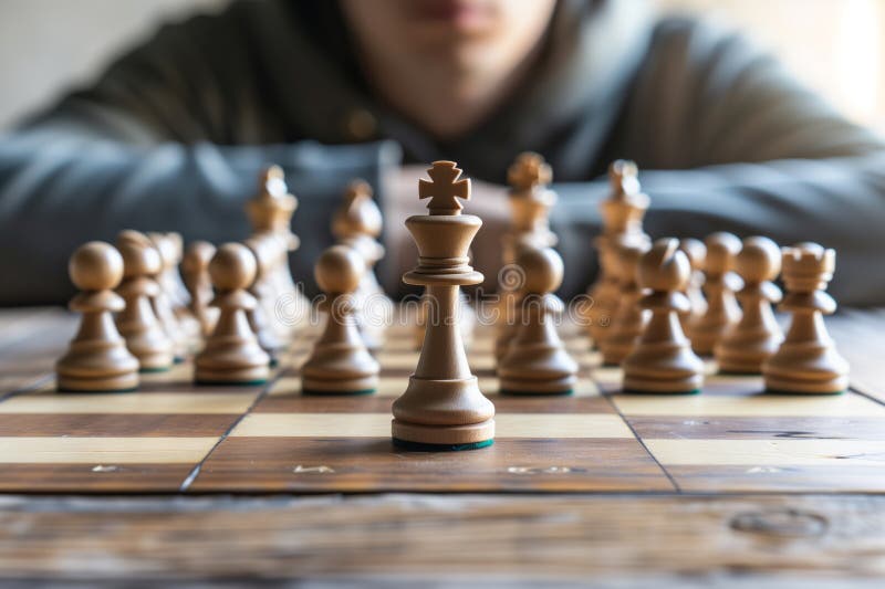 Person with a Single Chess Piece Facing an Army of Pawns Stock Photo ...