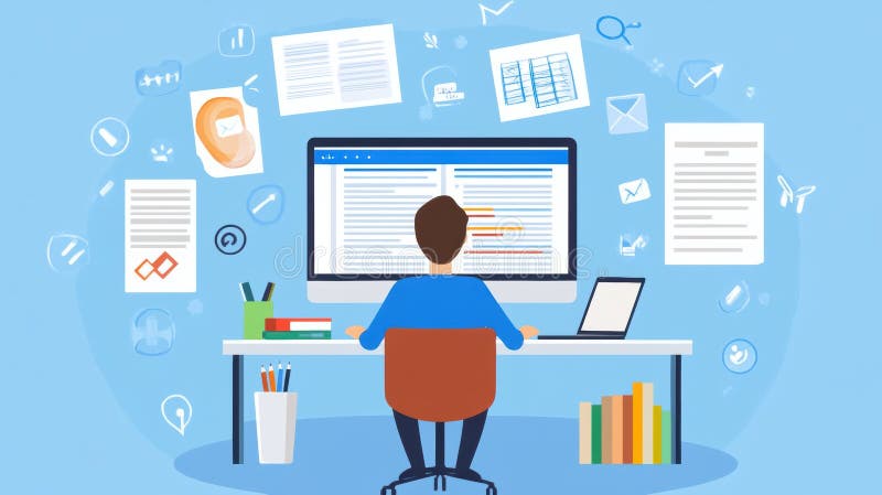 Remote Work Productivity stock illustration. Illustration of ...