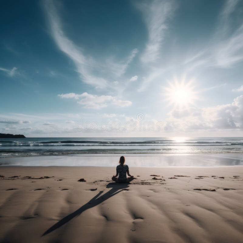 A Person Sitting on a Beach with a Surfboard. AI Generative Image ...
