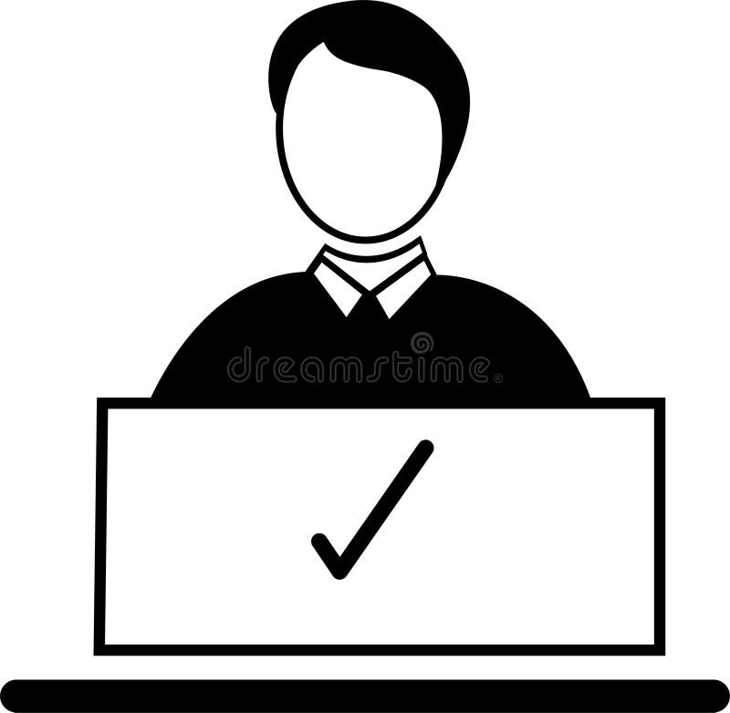 A Person Sitting Behind a Desk with a Checkmark Indicating Successful ...