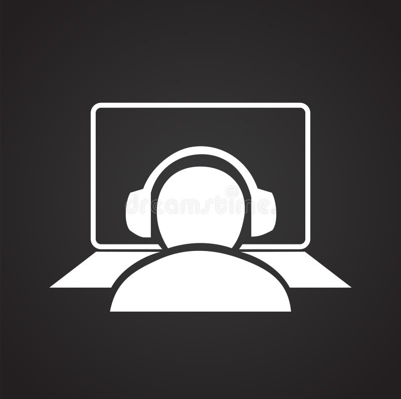 Person Sitting at the Computer on Black Backgroung Stock Vector ...