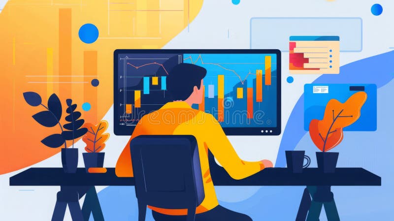 Person Sitting at Desk in Front of Computer Stock Photo - Image of ...