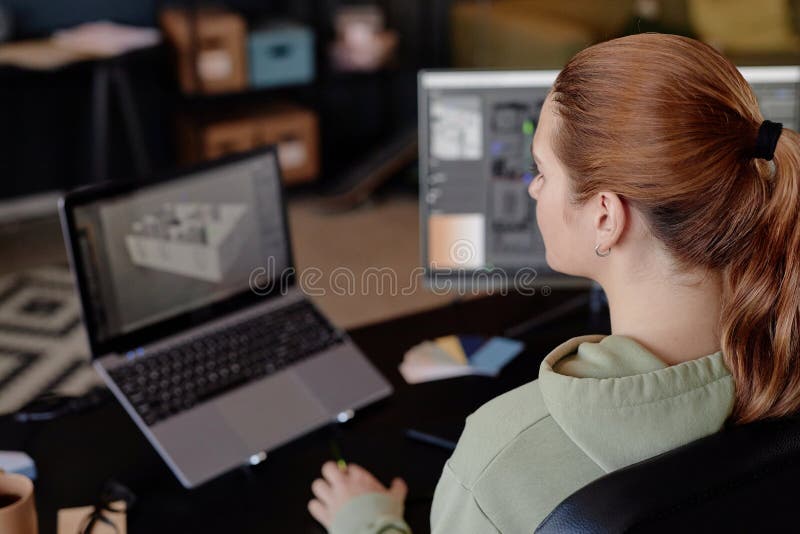 Observing Design Layout on Computer Screen Stock Photo - Image of indoor, device: 347500544