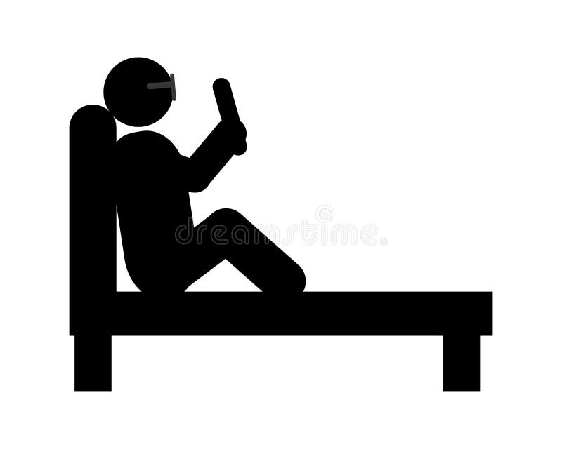 Pictogram Man Sitting on Back Chair Relaxing Stock Vector ...