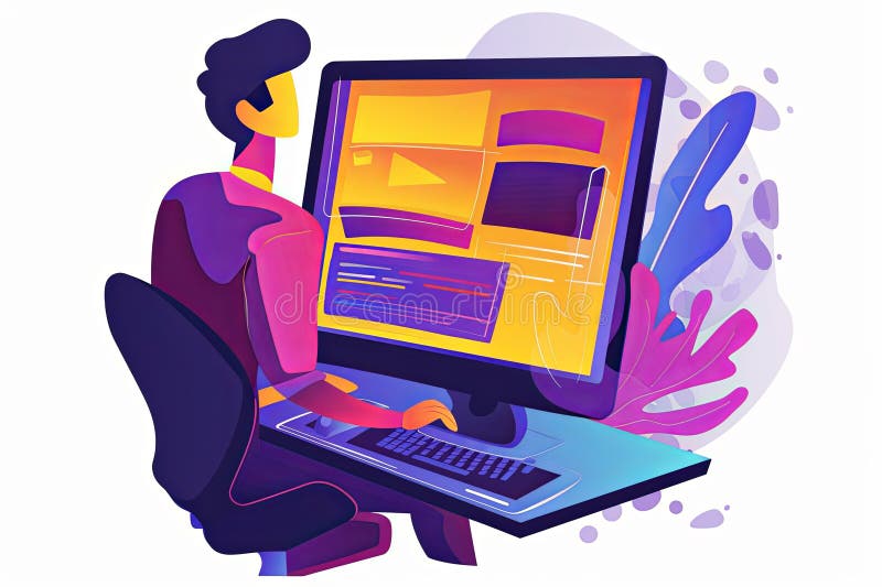 Person Sitting Computer Stock Illustrations – 54,306 Person Sitting ...