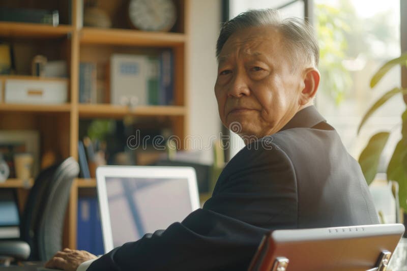 A Person Sitting in Front of a Laptop with a Focused Expression, Ideal ...