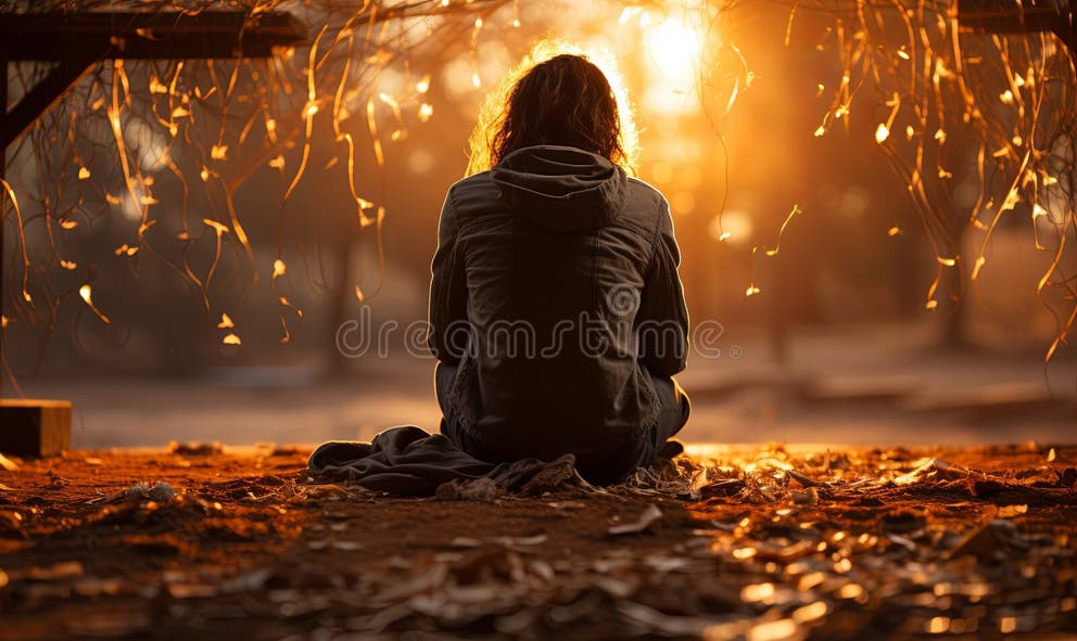 Person Sitting in Front of Tree Stock Image - Image of mindfulness ...
