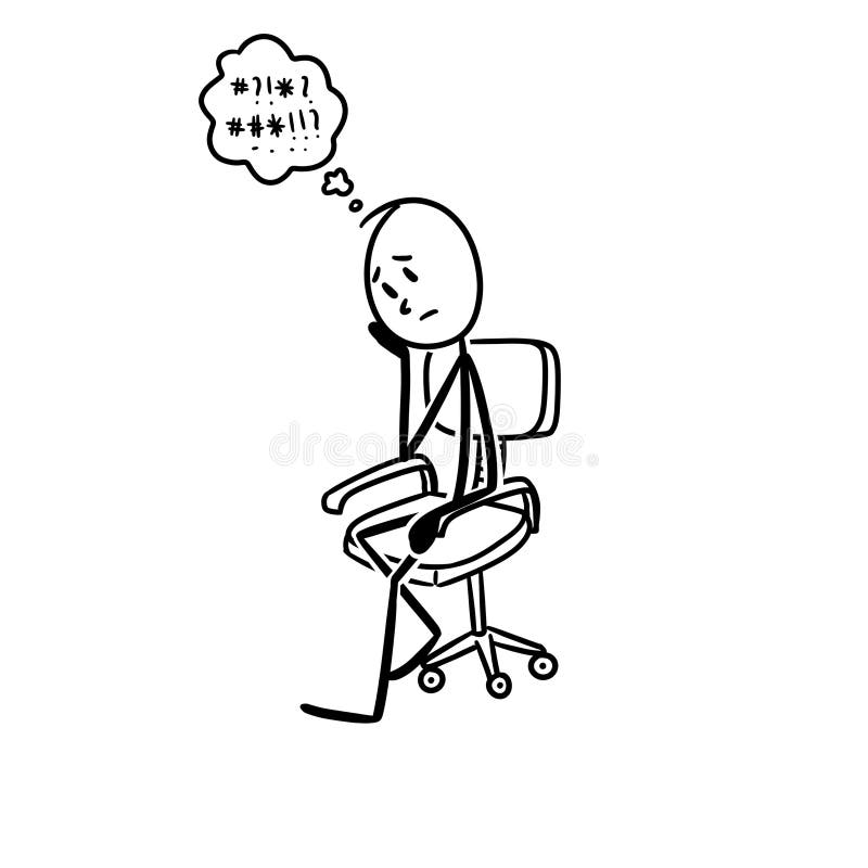 A Person Sitting with His Hand Supporting His Head Stock Illustration ...