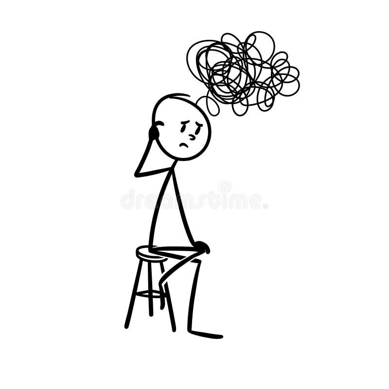 A Person Sitting Thinking, with Very Complicated Thoughts Stock ...