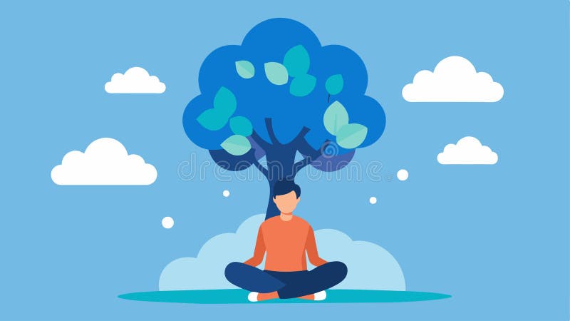 A Person Sitting Under a Tree Surrounded by Thoughts Represented by ...