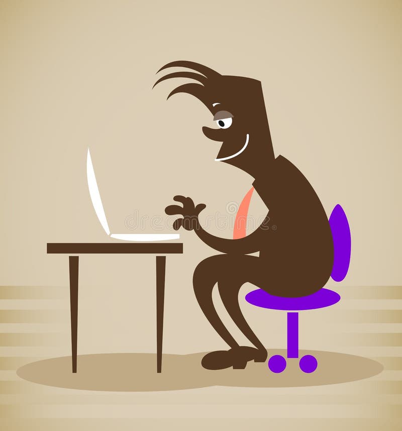 Person Sitzt Vor Dem Computer Vektor Abbildung - Illustration von ...