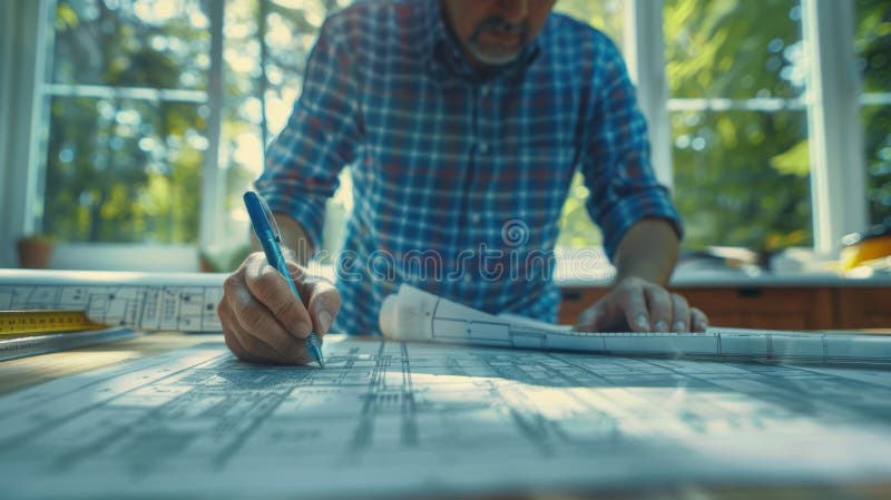 The Architect Drawing Plans. AI Generated Stock Image - Image of male ...