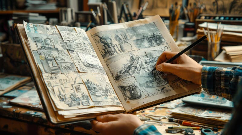 Person Sketching in a Notebook. Stock Photo - Image of visual ...