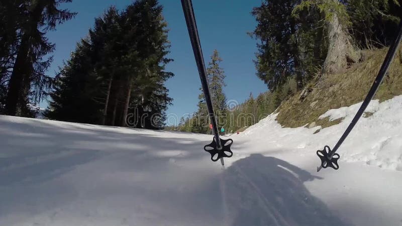 Close Up of a Person Skiing Down a Mountain Slope Stock Footage - Video ...