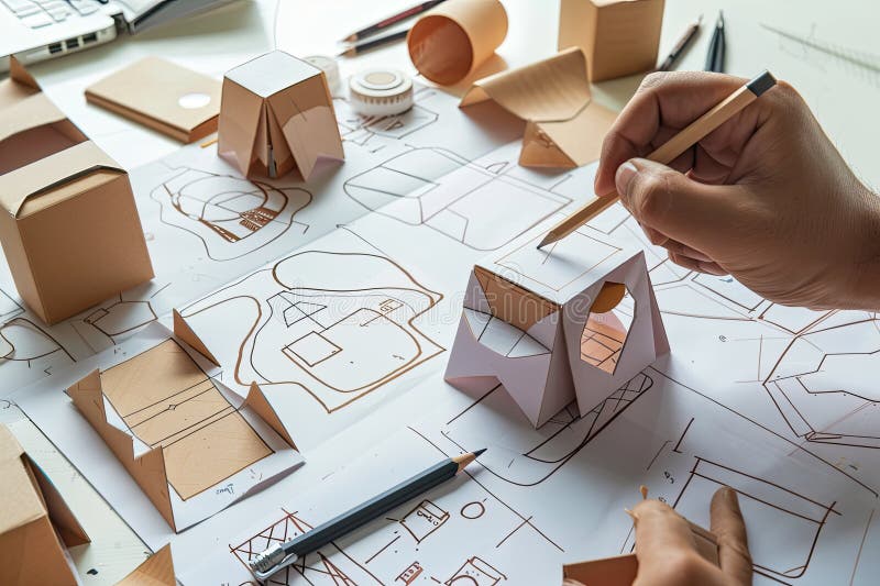 A Person is Skillfully Drawing with a Pencil on a Clean Piece of Paper ...