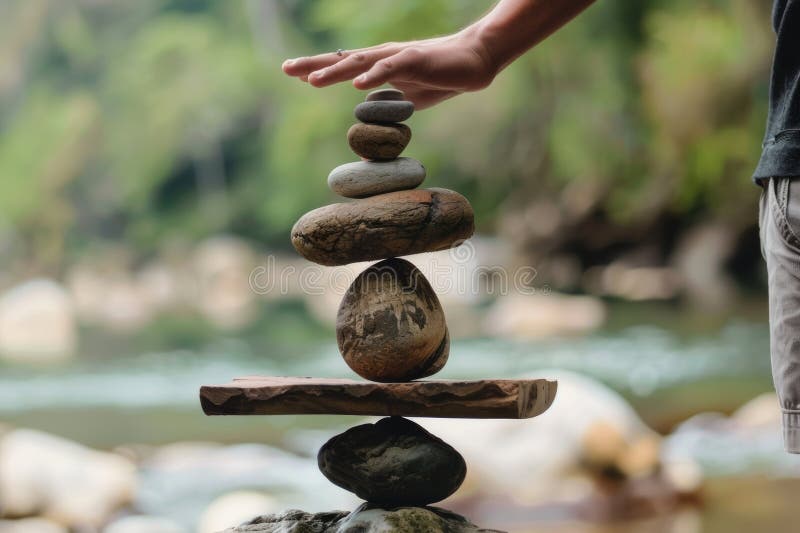 Work-life Balance Concept Person Stacking Rocks To Build Tower ...
