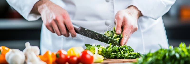 A Person Slices Vegetables on a Cutting Board Using a Knife. Stock ...