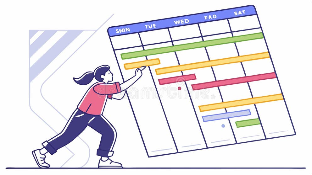 Person Sliding Blocks on Gantt Chart, Task Management Project Progress ...