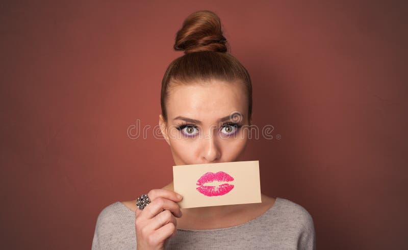 Person Smiling with a Card in Front of His Mouth Stock Image - Image of ...