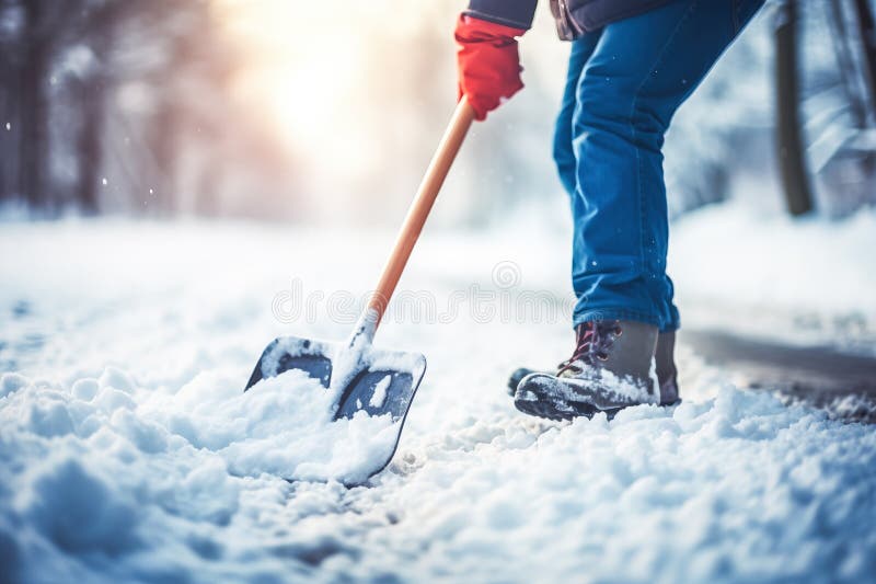 Person with a Snow Shovel Clear a Path Stock Illustration ...