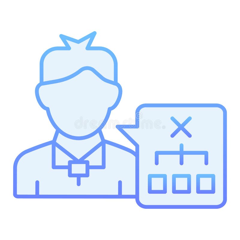 Person Solution Flat Icon. Man with Chart Blue Icons in Trendy Flat ...