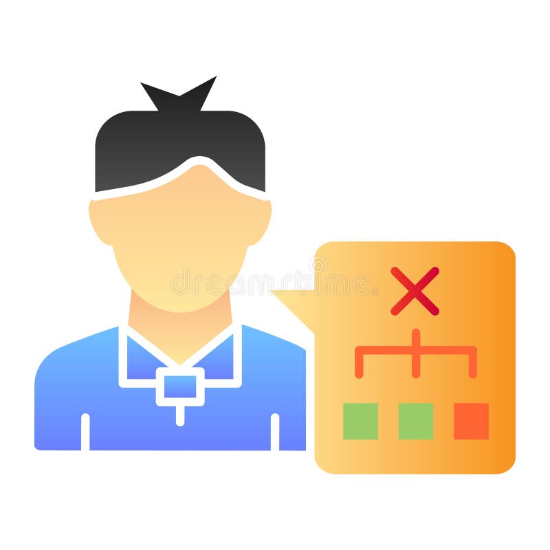 Person Solution Line and Glyph Icon. Man with Chart Vector Illustration ...