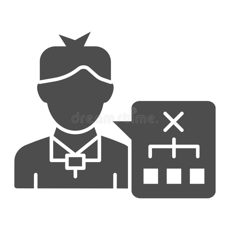 Person Solution Line And Glyph Icon. Man With Chart Vector Illustration ...