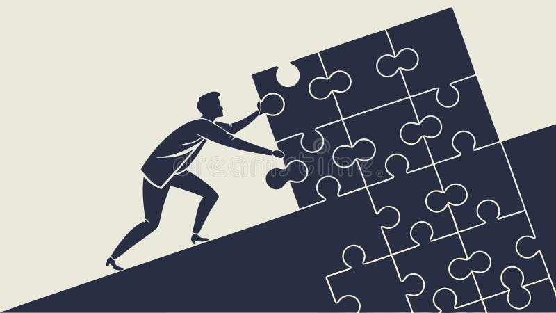 Person Solving a Large Jigsaw Puzzle Vector Graphic Vector Design ...