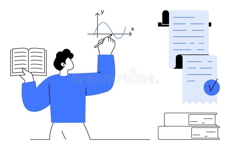 Person Solving Mathematical Graph Problem Using Textbook with ...