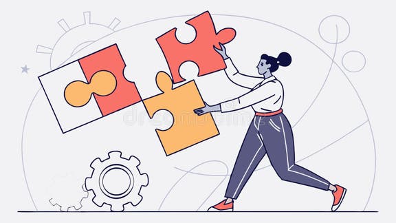 Person Solving Puzzle, Problem Solving and Collaboration, Vector Design ...