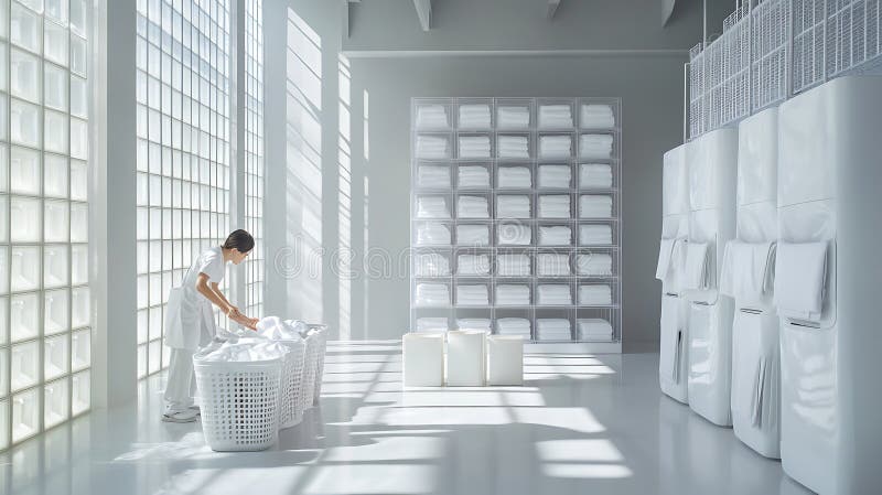 A Person Sorting Laundry in a Modern Laundry Room Generative AI ...