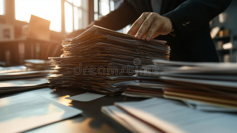Person Sorting Papers and Filing Documents Stock Illustration ...