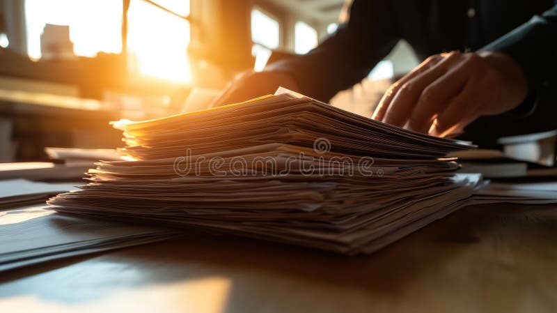 Person Sorting Papers and Filing Documents Stock Illustration ...
