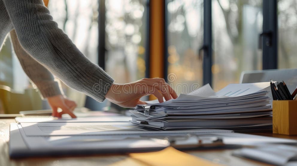 The Hand Organizing Documents. AI Generated Stock Image - Image of ...