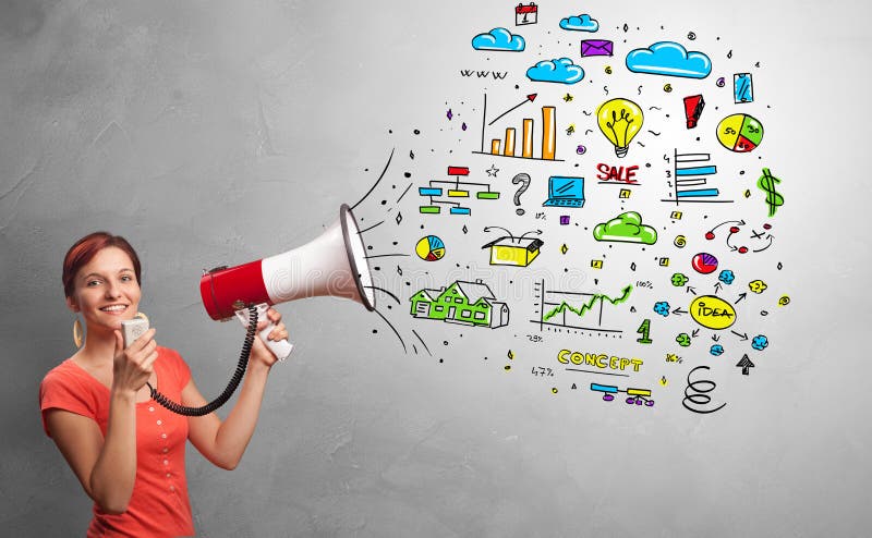 Person Speaking in Loudspeaker with Office Concept Stock Image - Image ...