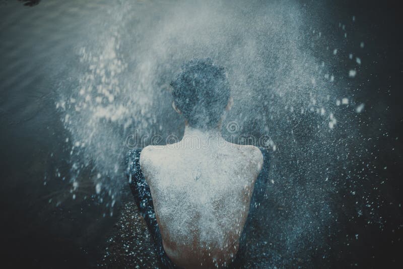 Person Splashing Powder on His Back Stock Image - Image of cold, high ...