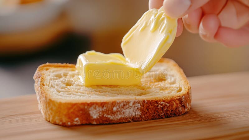 A Person Spreading Butter on a Piece of Bread with Their Finger, AI ...