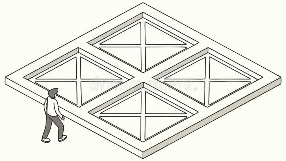 Person on a Square Structure, Abstract Architectural Perspective ...