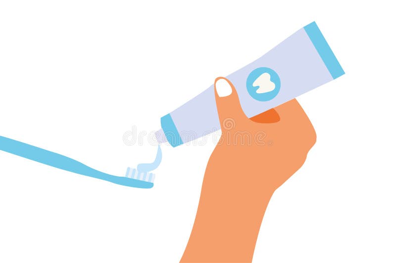 Person Squeezing Toothpaste Onto Toothbrush Stock Illustration ...