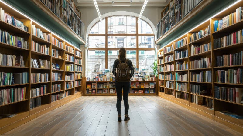A Person Standing in a Beautifully Organized Library, Surrounded by ...