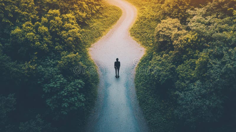 Person Standing at a Crossroads, Facing a Difficult Decision Stock ...