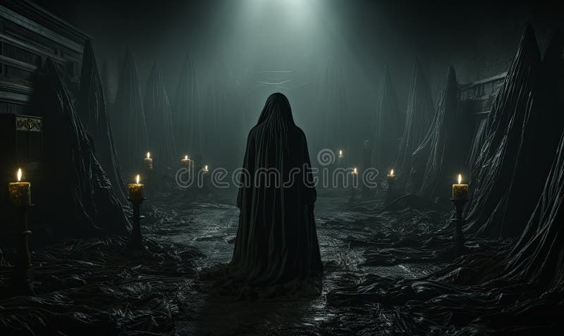Person Standing in Dark Room with Candles Stock Image - Image of ...