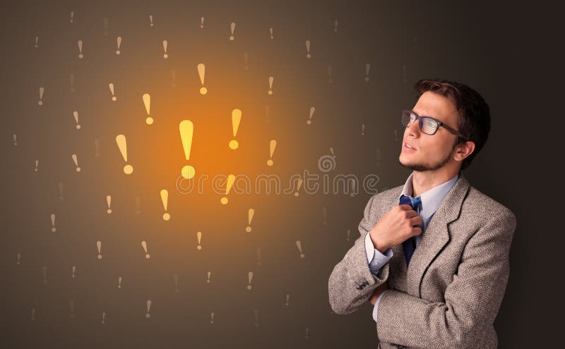 Person Standing with Exclamation Sign Concept Stock Image - Image of ...