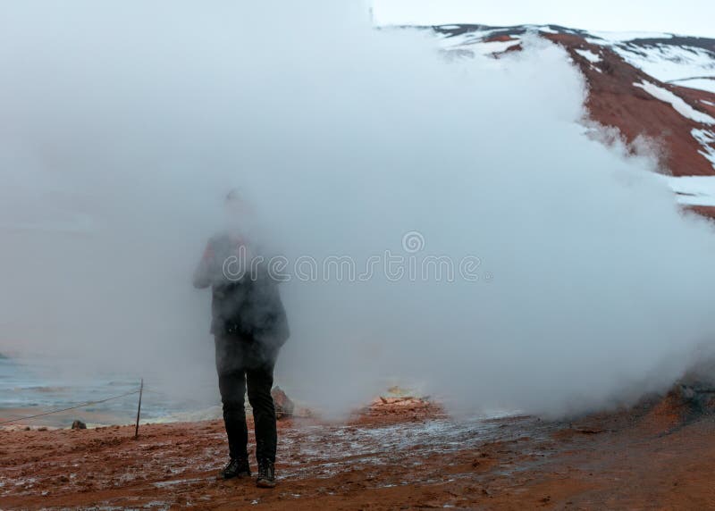 Person Standing in Fog on a Hill Stock Photo - Image of person, people ...